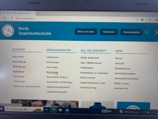 Nytt på vår hjemme side: Resultater - Norsk Engelsksetterklubb